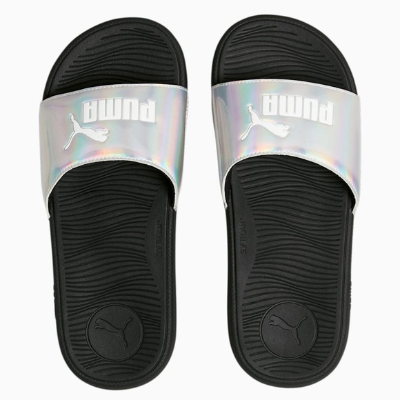 Puma | Shoes | Puma Slides Iridescent And White | Poshmark